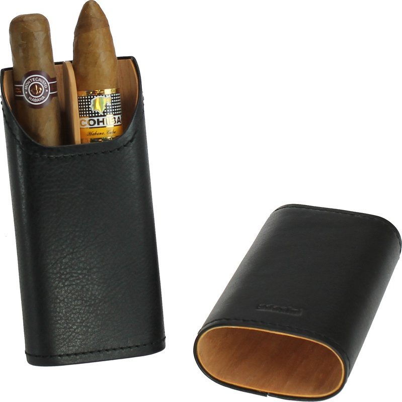 adorini Genuine Leather Cigar Case for 2 Double Coronas